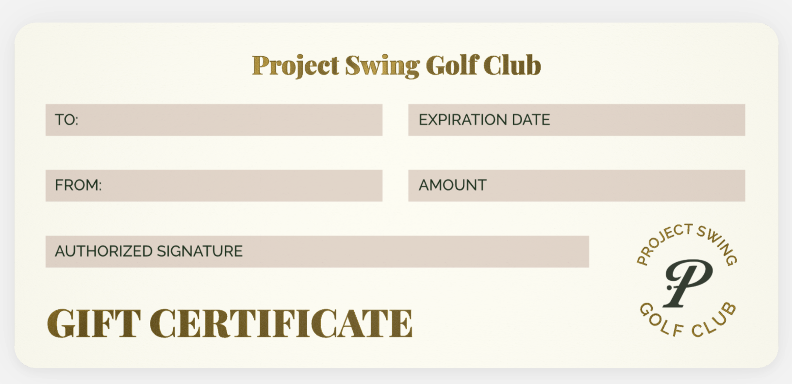 Project Swing Gift Certificates